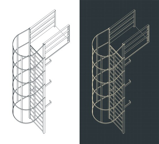 Fire escape blueprints Royalty Free Vector Image