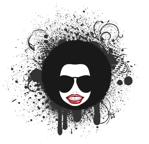 Floral background with funky face Royalty Free Vector Image