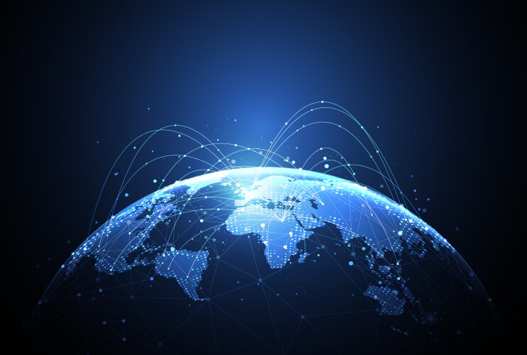 Global network connection world map point Vector Image