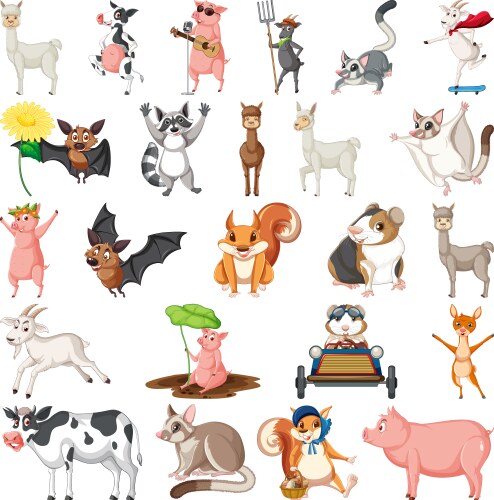 Cartoon animals collection set Royalty Free Vector Image