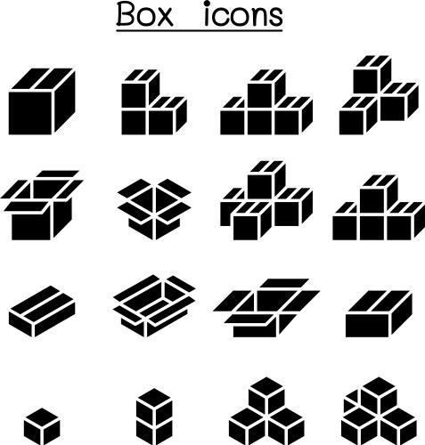 Carton boxes icon set Royalty Free Vector Image