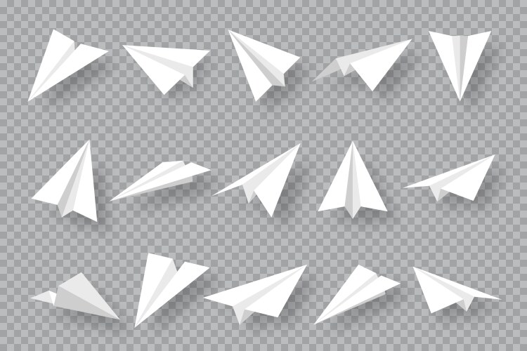 Realistic white paper planes collection handmade Vector Image