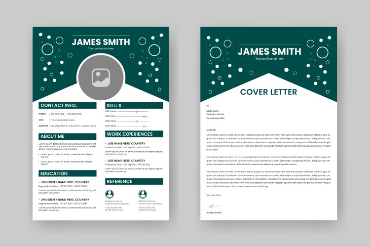 Resume and cover letter layout set template Vector Image