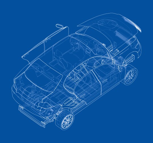 Electric car blueprint drawing Vector Images & Graphics for Commercial ...