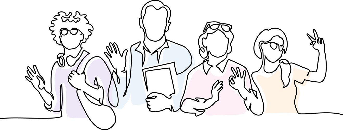 Man and woman greeting hands up continuous one Vector Image