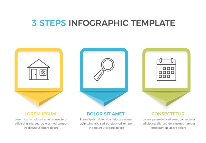Colorful 3 step infographic process chart Vector Image