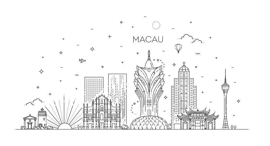 Macau city attractions - pagoda-style arch sketch Vector Image