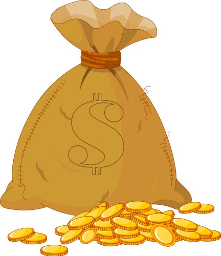 Pixelated sack with gold 8 bit game design reward Vector Image