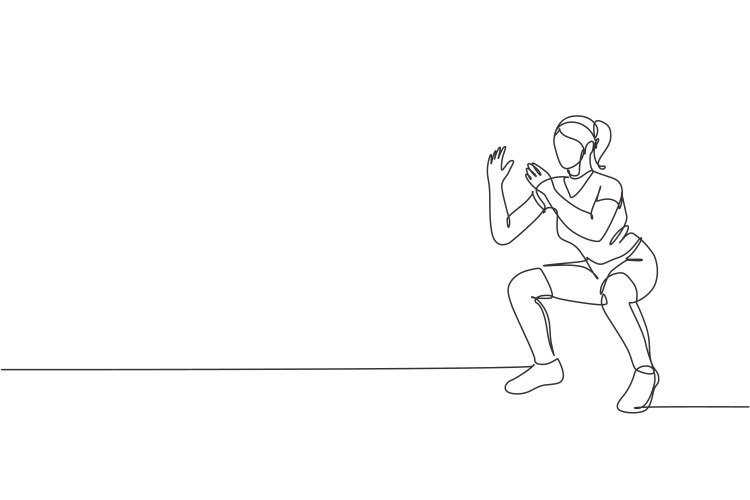 One single line drawing of fit young athlete Vector Image