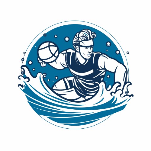 Water polo player logo Royalty Free Vector Image