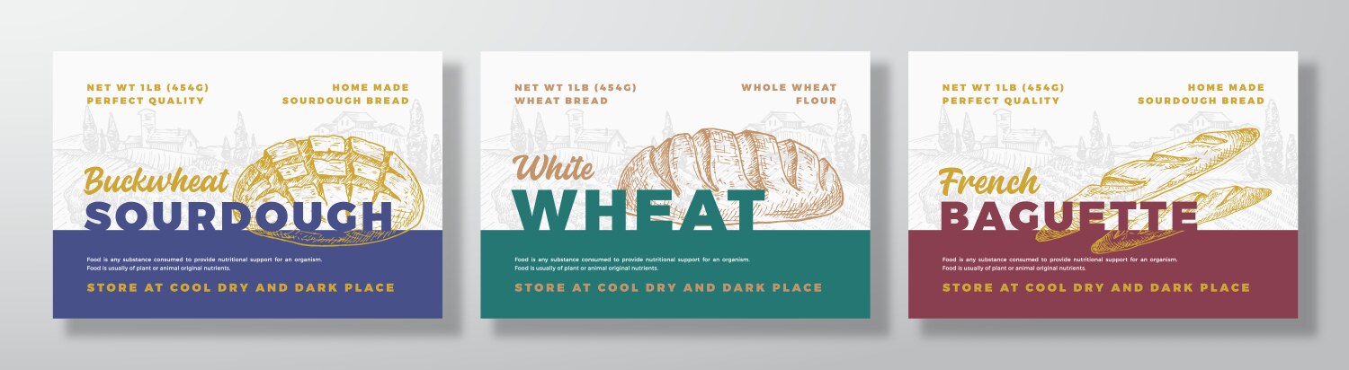 Bread packaging design label backgrounds Vector Image