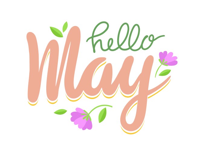Spring lettering and flowers Royalty Free Vector Image