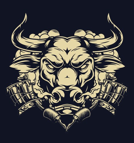 Vintage powerful bull head concept Royalty Free Vector Image