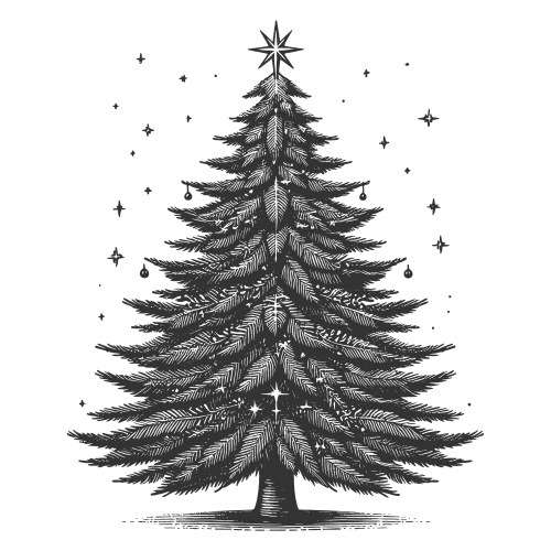 Christmas tree engraving Royalty Free Vector Image