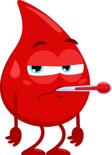 Cute red blood drop cartoon character jogging Vector Image