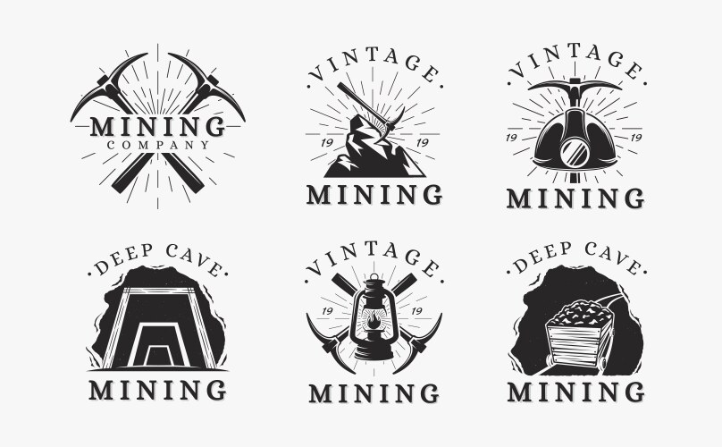 Set of vintage mining emblems Royalty Free Vector Image