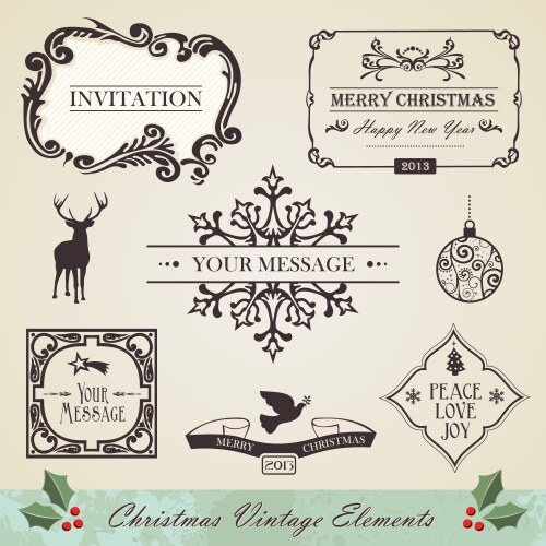 Vintage christmas design elements Royalty Free Vector Image