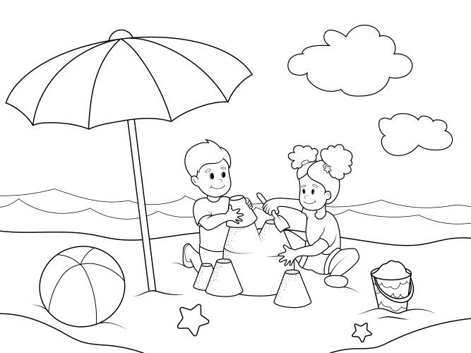 Children coloring book on summer holiday polar Vector Image