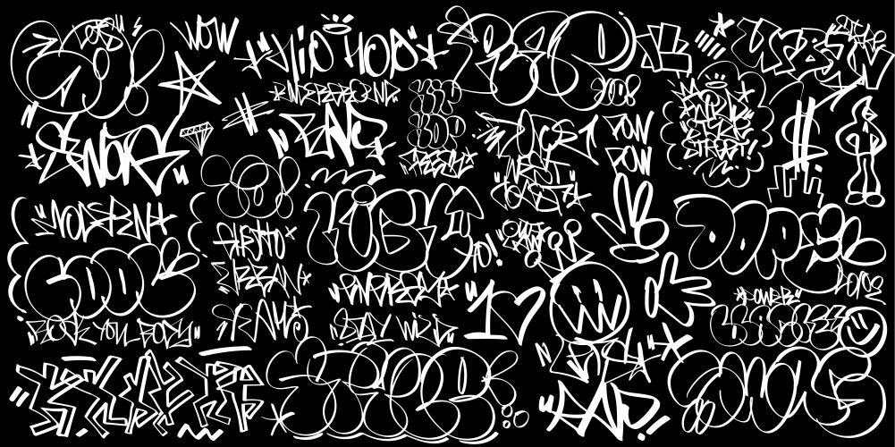 Graffiti street art lettering set rap Royalty Free Vector