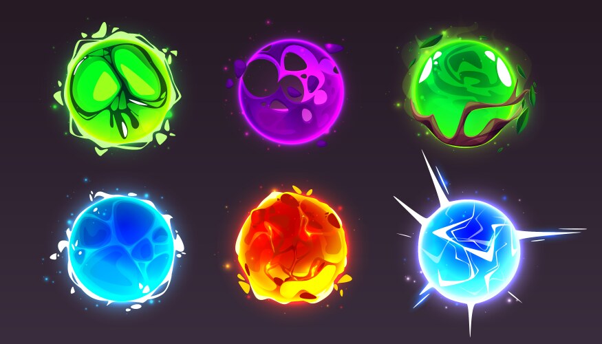 Green ui vfx tornado energy with flame for game Vector Image