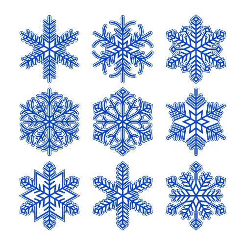 Cartoon snowflakes collection 1 Royalty Free Vector Image
