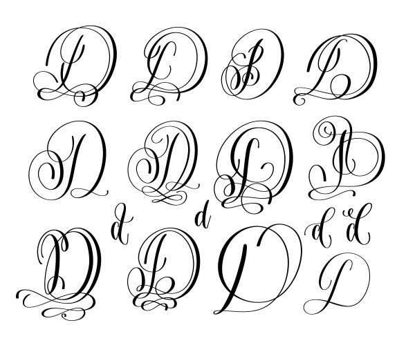 Calligraphy lettering script font s set hand Vector Image