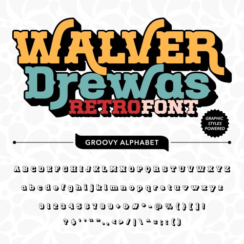 Groovy retro vintage display bold font alphabet Vector Image