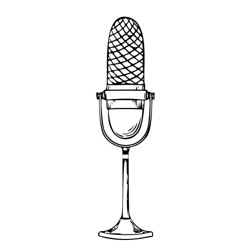 Continuous line drawing of microphone Royalty Free Vector