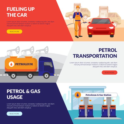 Gas station banners professional workers Vector Image