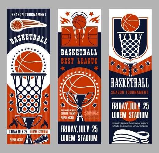 Basketball tournament set banners Royalty Free Vector Image