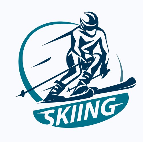 Skiing stylized symbol logo or emblem template Vector Image