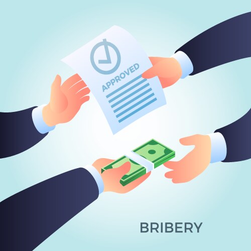Corruption bribery in business people handshake Vector Image