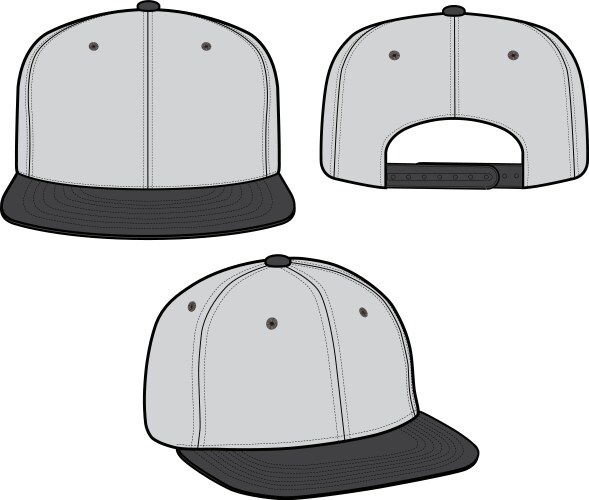 Cap mockup in front side and back views Royalty Free Vector