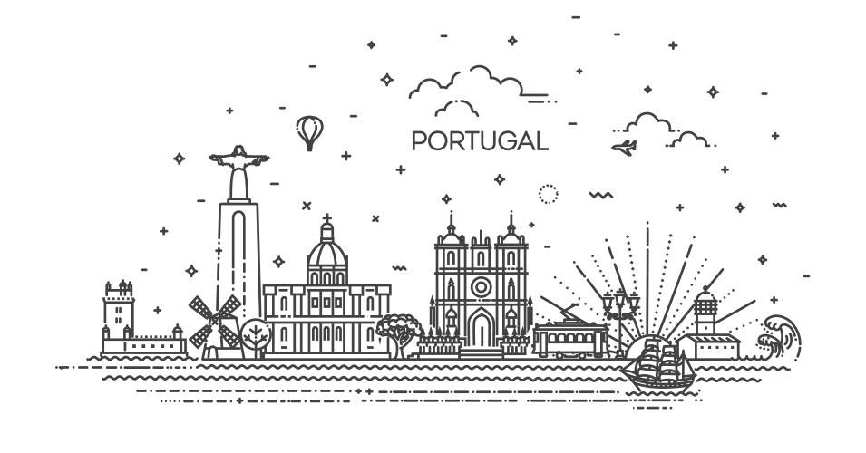 Portugal porto architecture line skyline Vector Image