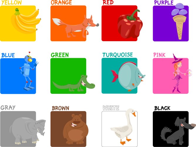Kids basic colors chart Royalty Free Vector Image