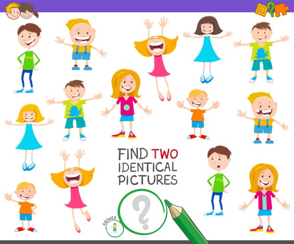Find two identical pictures game for children Vector Image
