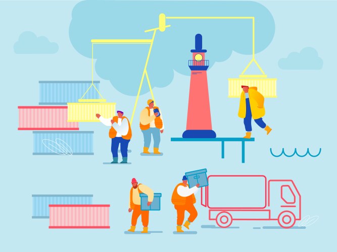 Shipping port scene Royalty Free Vector Image - VectorStock