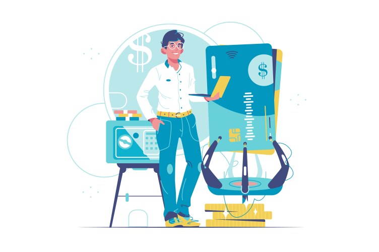 National debt tiny government credit person Vector Image