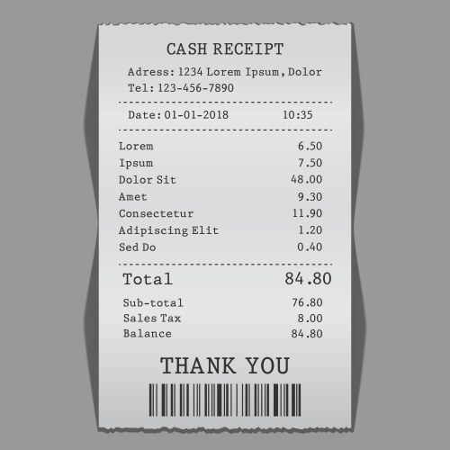 Financial Check Receipt Set Royalty Free Vector Image