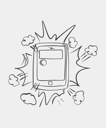 Line drawing of pager with explosion effect Vector Image
