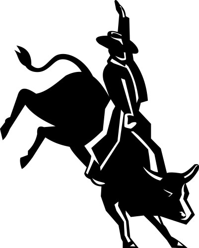 Rodeo cowboy texas longhorn bull Royalty Free Vector Image
