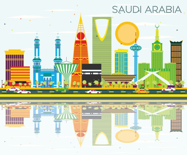 Riyadh saudi arabia city skyline silhouette Vector Image