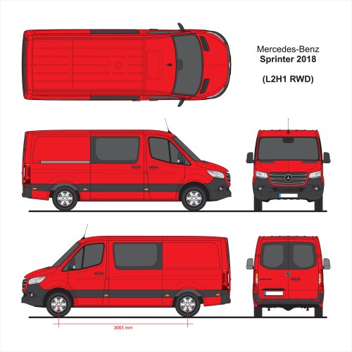 Mercedes sprinter cargo van l4h2 rwd 2018 Vector Image
