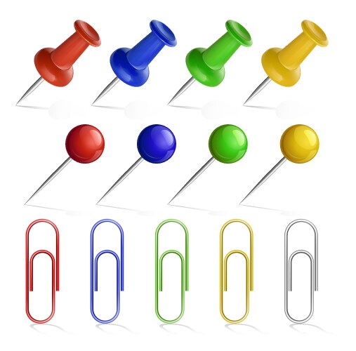 Paper pushpins isolated on white Royalty Free Vector Image