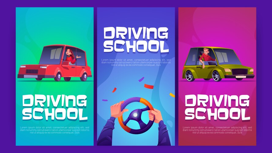 Driving auto school cartoon Royalty Free Vector Image