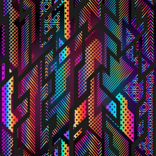 Ultraviolet neon wavy lines seamless pattern Vector Image