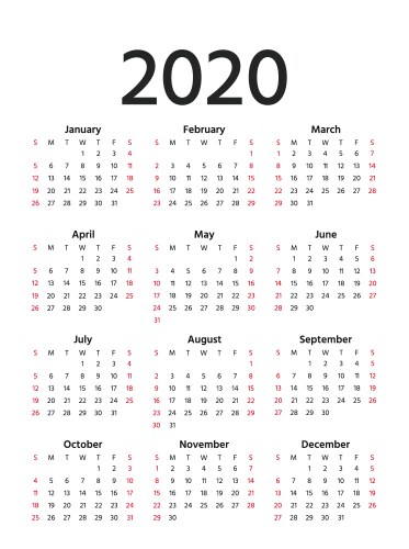 Calendar 2029 sunday Royalty Free Vector Image