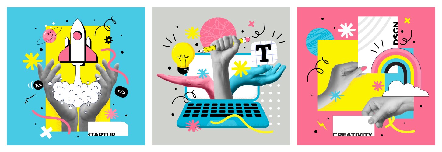 Collage poster design - education Royalty Free Vector Image