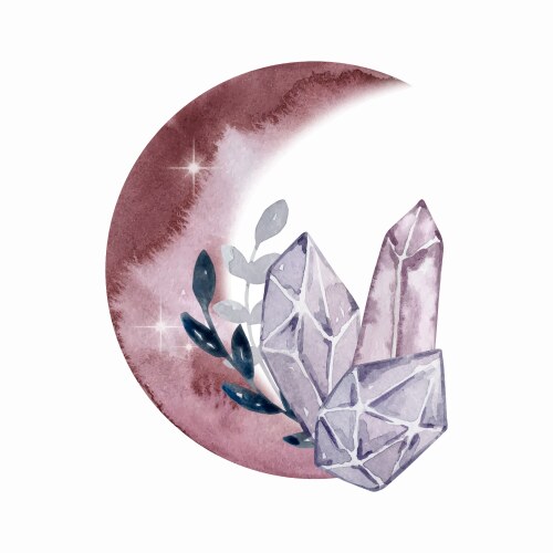 Full moon and gem stones Royalty Free Vector Image