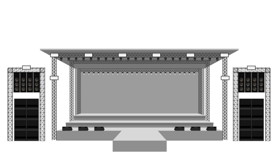 White stage and speaker with spotlight on the trus